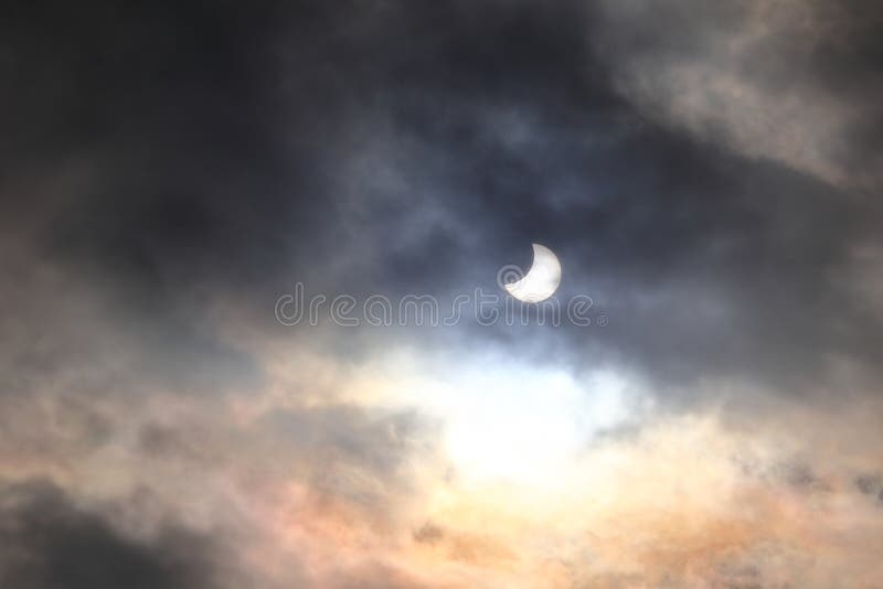 A Dramatic Solar Eclipse. Dark Leaden Clouds in the Sky Stock Image ...