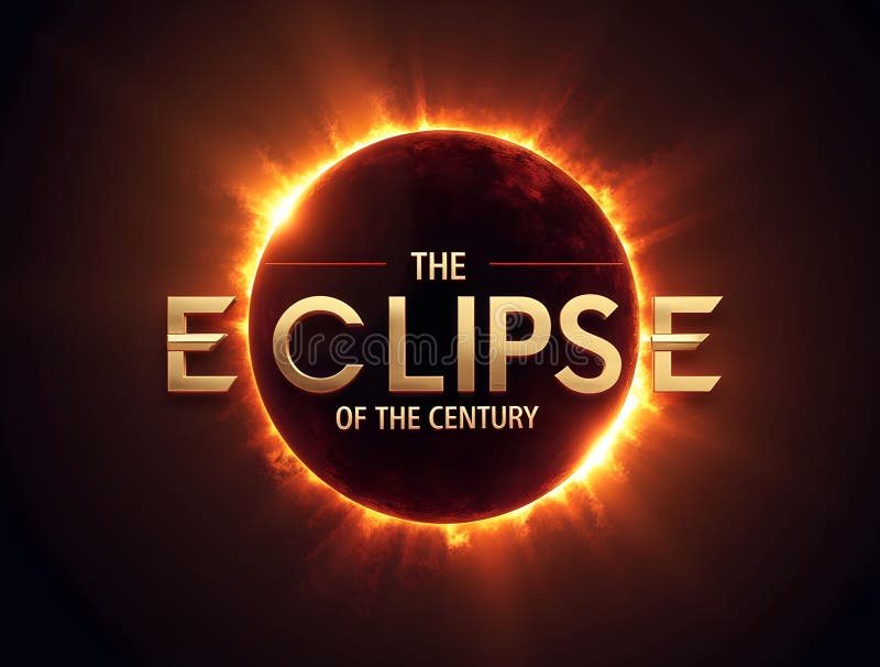 A Dramatic Solar Eclipse Illustration with Fiery Corona and Textured ...