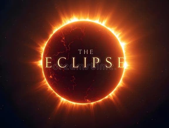 A Dramatic Solar Eclipse Illustration with Fiery Corona and Textured Planet Stock Illustration ...