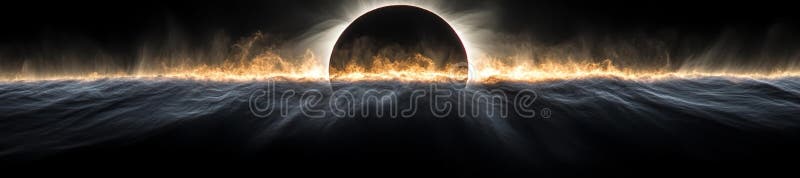 Dramatic Solar Eclipse Surrounded by Fire and Smoke in a Dark Sky Stock ...
