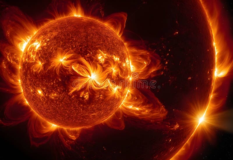 Dramatic Solar Flare Plasma Eruption from Sun, Powerful Celestial Event ...