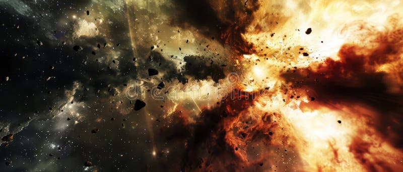 Dramatic Space Explosion with Debris and Glowing Clouds Stock Photo ...