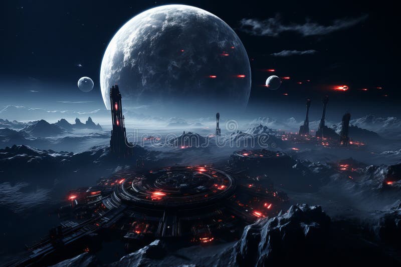 Dramatic Space Landscape with Massive Planets and Mysterious Structures ...