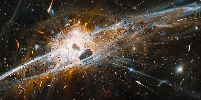 Dramatic Space Scene with Bright Shining Stars and Cosmic Dust Creating ...