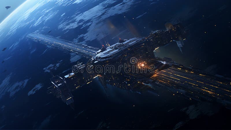 Dramatic Space Scene: Meteor Impact on Orbiting Station Stock ...