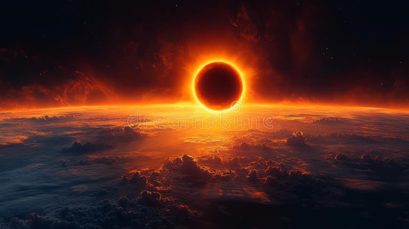 A Captivating Space Scene with a Solar Eclipse Casting a Shadow Over ...