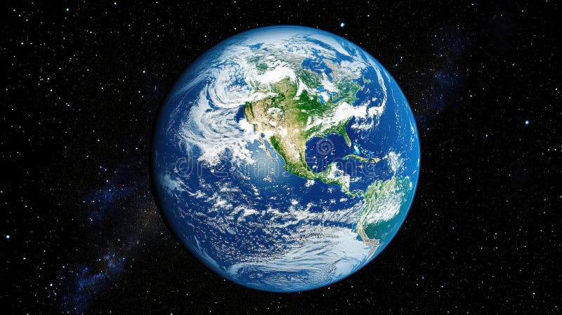 Dramatic Space View of the Earth with Cosmic Detail Stock Illustration ...