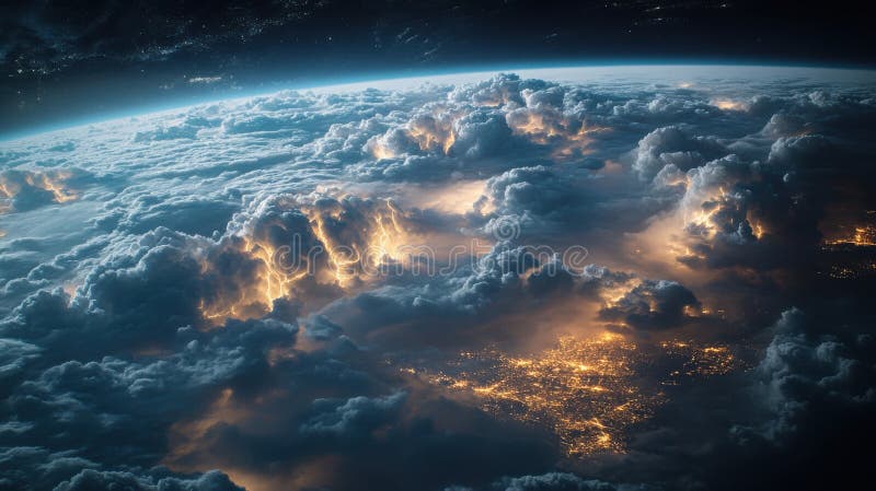 Dramatic Space View of Thunderstorms with Bright Flashes and Deep ...