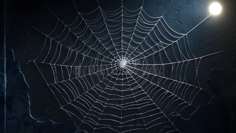 Dramatic Spider Web Silhouette Stretched Across a Dark Textured Black ...