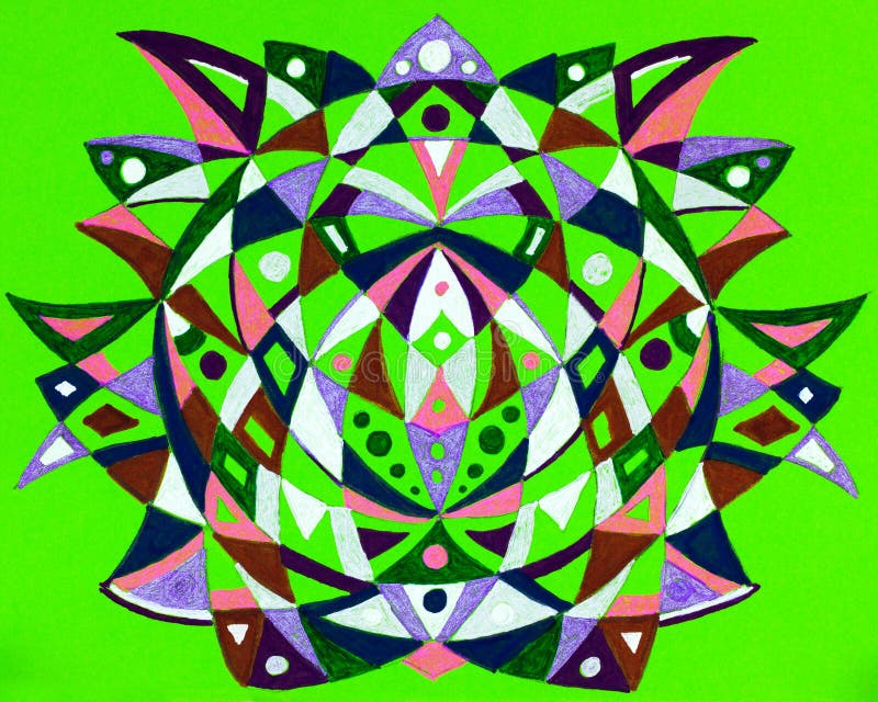 Dramatic Spiky Round Abstract Drawing. Stock Illustration ...