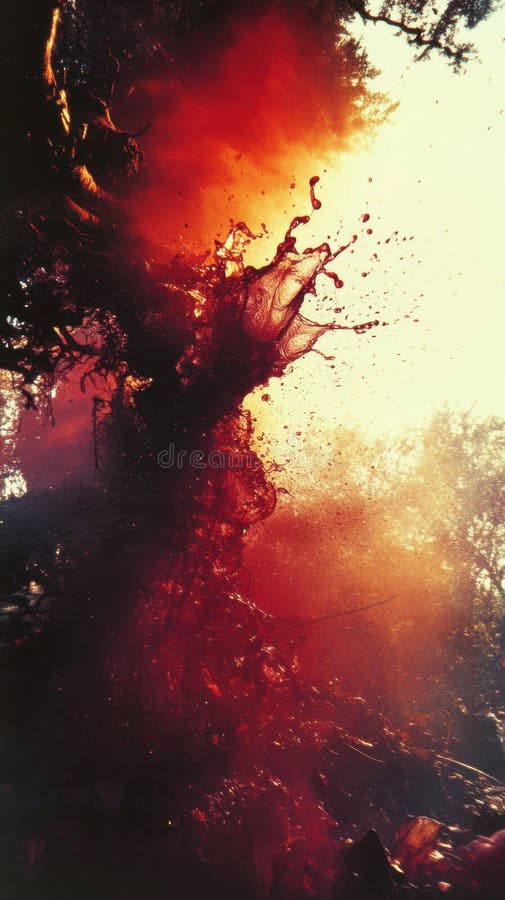 Dramatic Splash of Dark Liquid in Vibrant Red Tones, Captured with ...