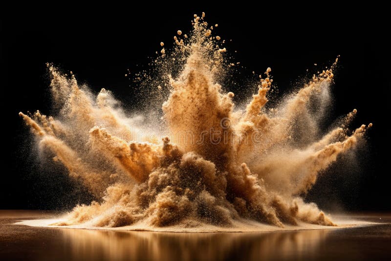 Dry River Sand Explosion Against Black Background Stock Illustration ...