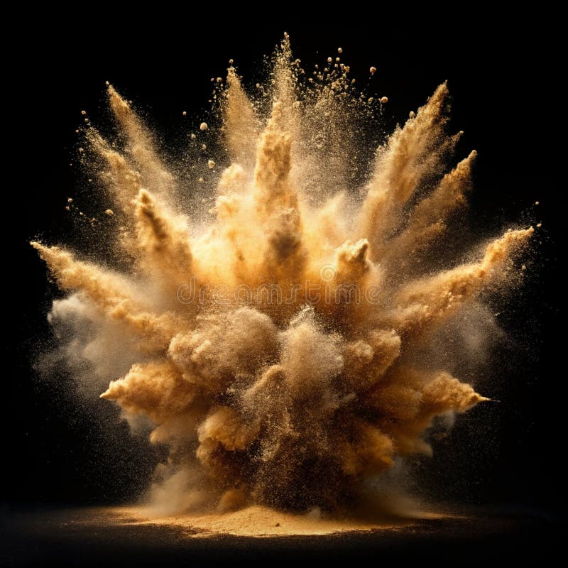 Dry River Sand Explosion Against Black Background Stock Illustration ...