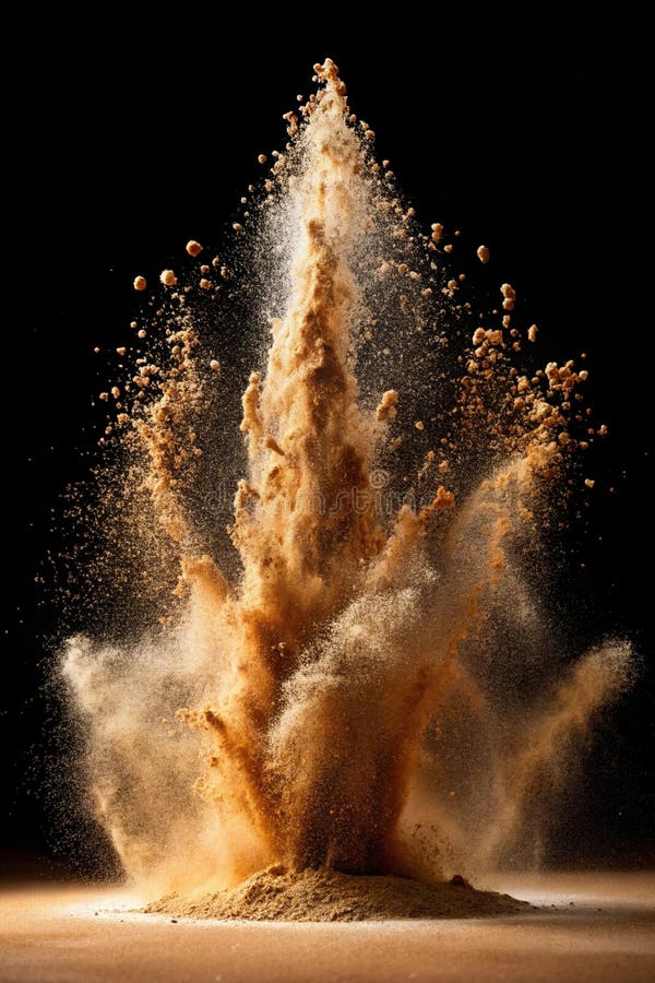 Dry River Sand Explosion Against Black Background Stock Illustration ...