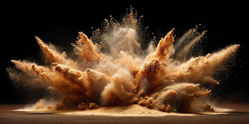 Dry River Sand Explosion Against Black Background Stock Illustration ...