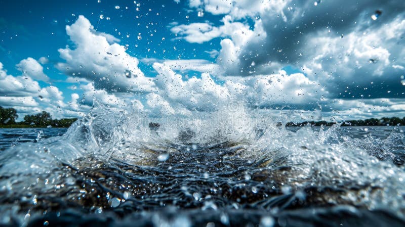 A dramatic splash erupts stock photo. Image of pierces - 315370704