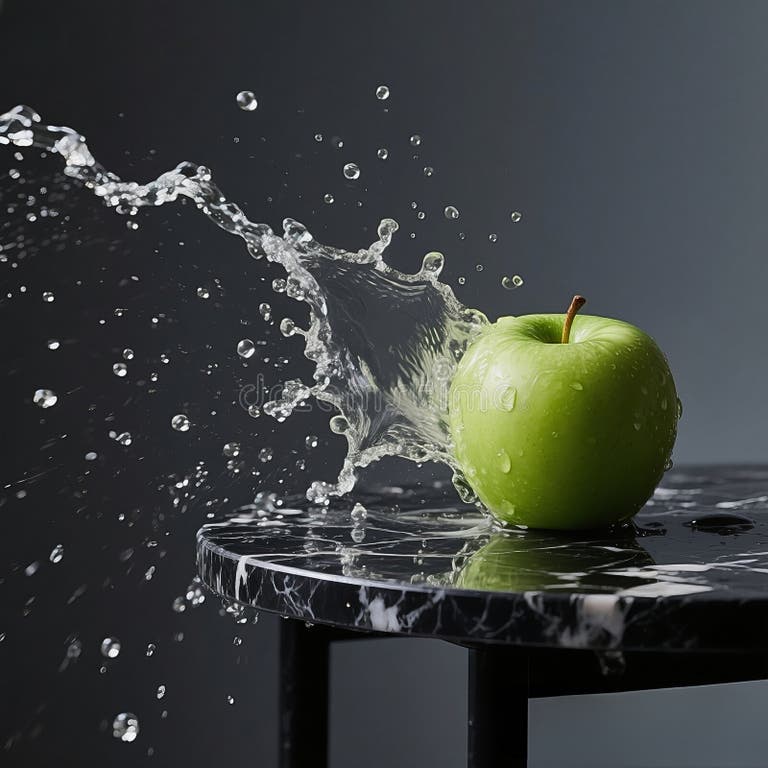 Dramatic Splash on Red Apple – High-Speed Water Impact in 8K Stock ...