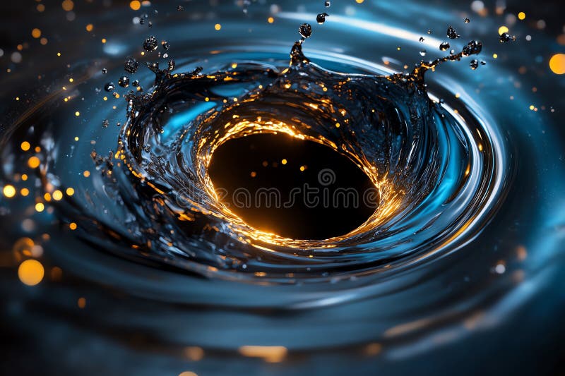 A Dramatic Splash of Water Creates a Swirling Vortex with Glowing ...