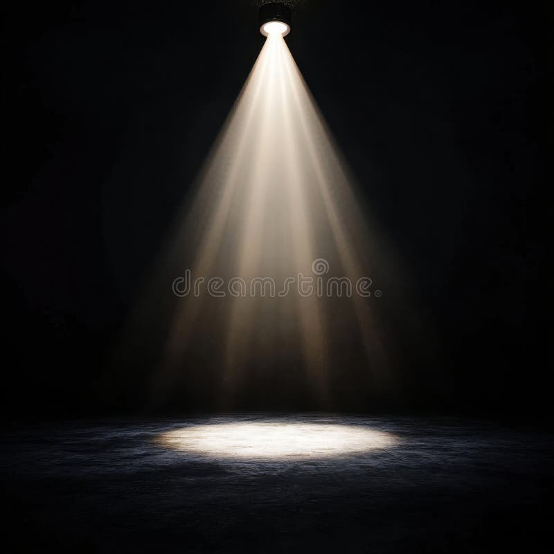 Dramatic Spotlight Beam Illuminating Dark Stage from Above Stock ...