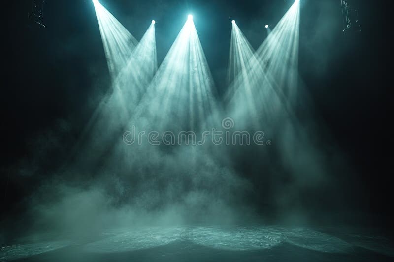 Dramatic Spotlight Beams on Dark Stage: Theater, Concert, Performance ...