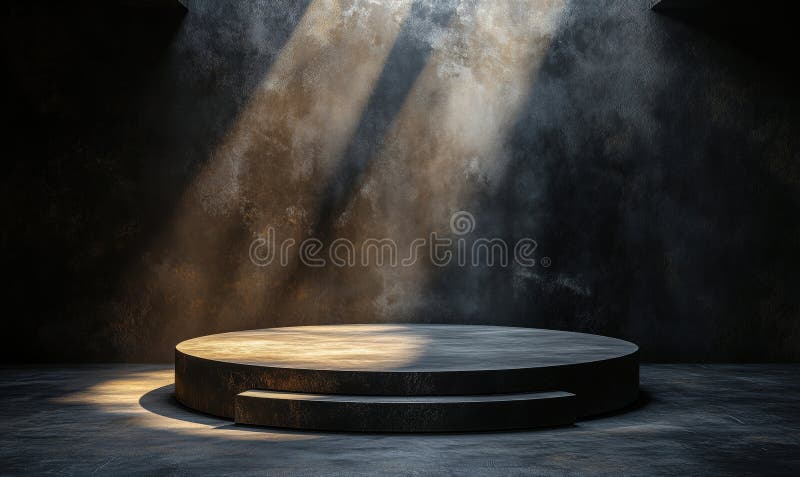 Dramatic Spotlight on Circular Stage in Dark Textured Environment for ...