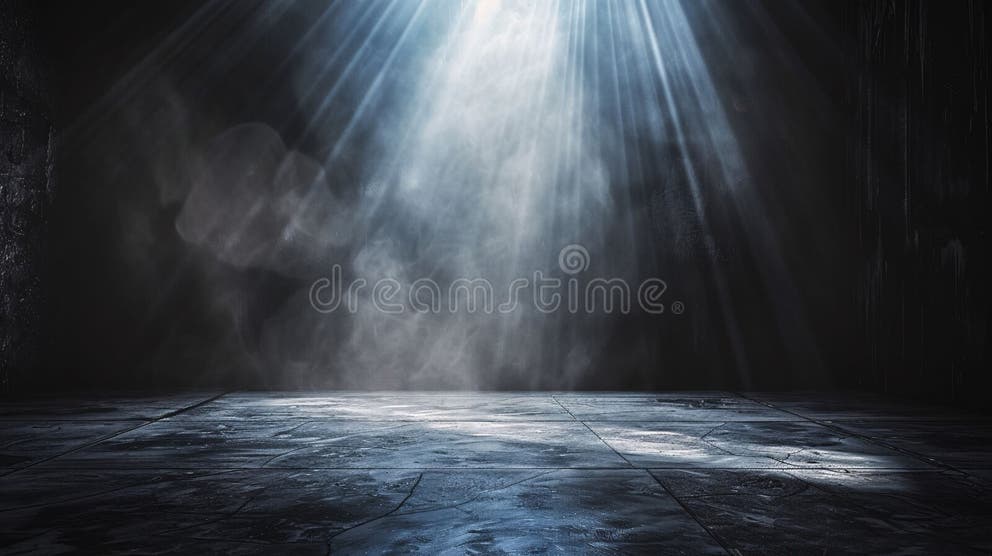 Dramatic Spotlight on Dark Empty Room Stock Illustration - Illustration ...