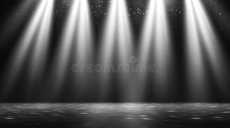 Dramatic Spotlight on Dark Stage with Glittering Lights Stock ...