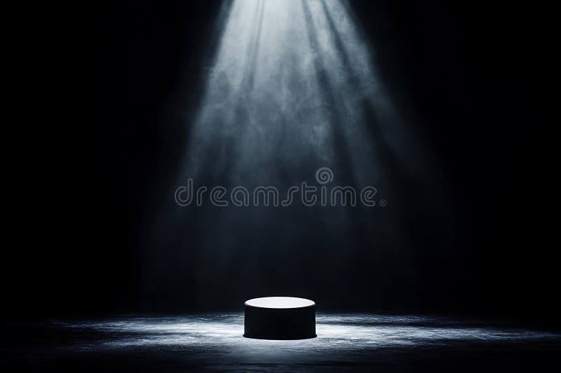 Dramatic Spotlight on Empty Cylindrical Pedestal Stage Presentation ...