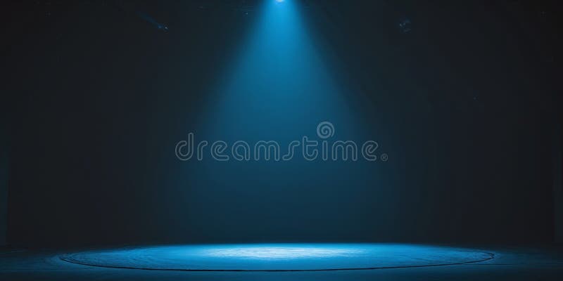 Dramatic Spotlight Illuminating Empty Dark Stage with Blue Tones Stock ...
