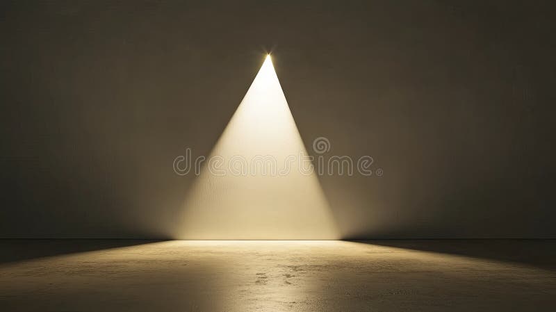 Dramatic Spotlight Illuminating Empty Room with Concrete Floor and Dark ...