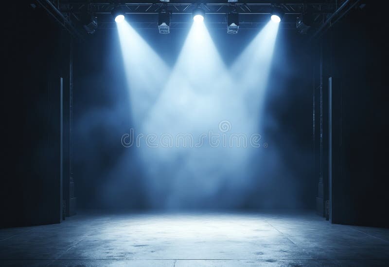 Dramatic Spotlight Illuminating Empty Stage in Dark Room with Misty ...