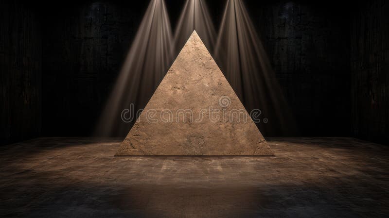 Dramatic Spotlight on a Large Stone Triangle Stock Illustration ...