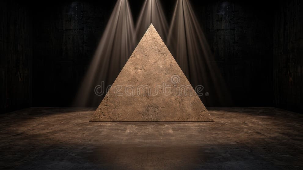 Dramatic Spotlight on a Large Stone Triangle Stock Illustration ...