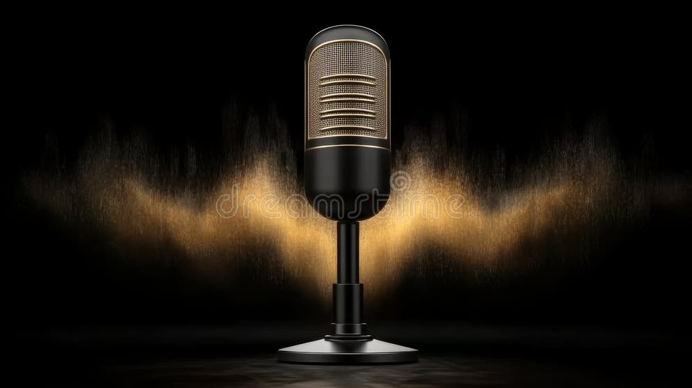 Dramatic Spotlight on a Microphone Center Stage, Captivating Image of ...