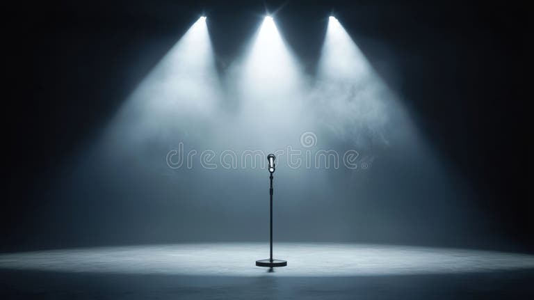 Dramatic Spotlight on Microphone in Dark Setting, a Captivating Image ...
