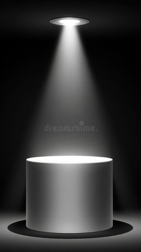 Generative AI Dramatic Spotlight Shining Down Onto a Cylindrical ...