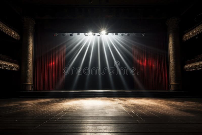 Dramatic Spotlight Shining on an Empty Theater Stage Stock Image ...