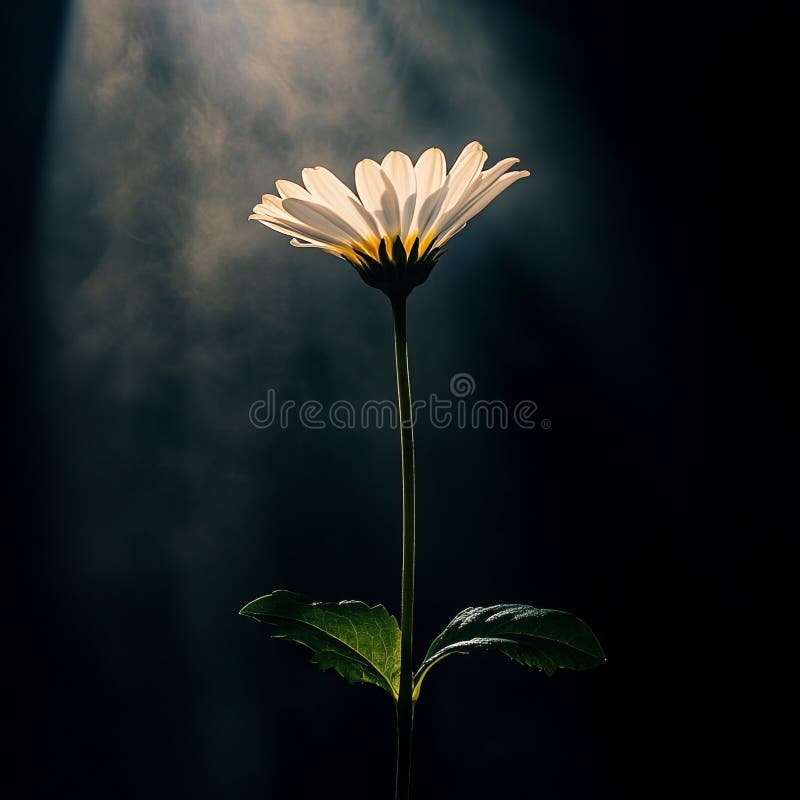 Dramatic Spotlight on a Single White Daisy Stock Illustration ...