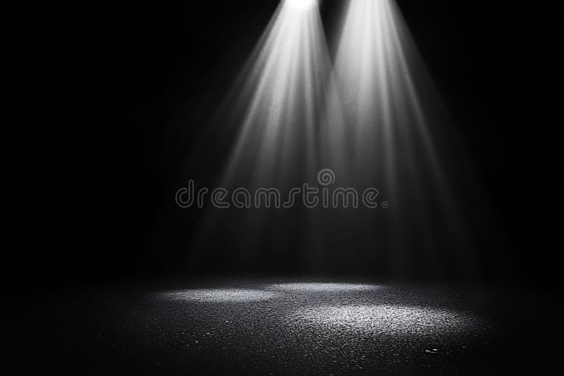 Dramatic Spotlight Stage Background Two Bright Beams on Dark Floor ...