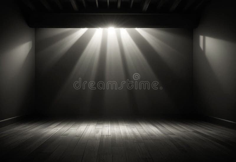 Dark Studio Background with Wooden Floor, Spotlight Stock Illustration ...