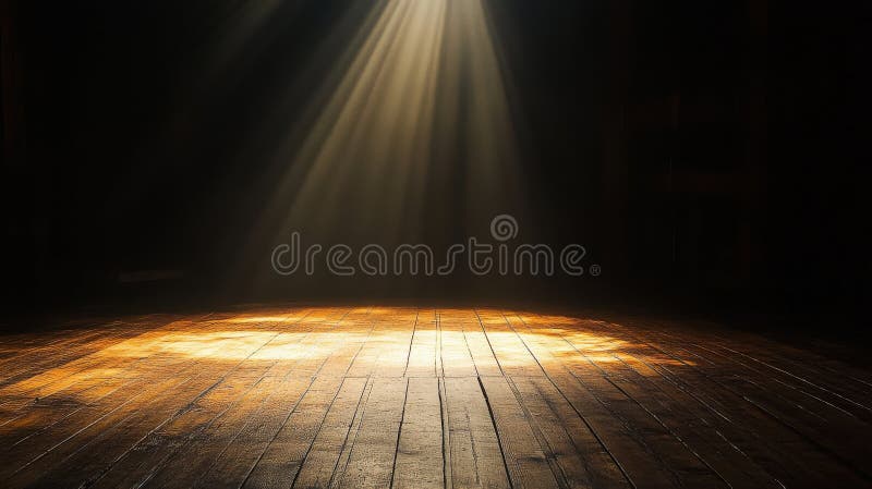 Dramatic Spotlight on Wooden Stage Floor in Dark Theater Environment Stock Photo - Image of ...