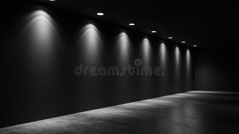 Dramatic Spotlights Illuminate Dark Room Interior Stock Illustration ...