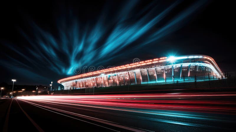 Dramatic Stadium Lights Night Stock Illustration - Illustration of ...