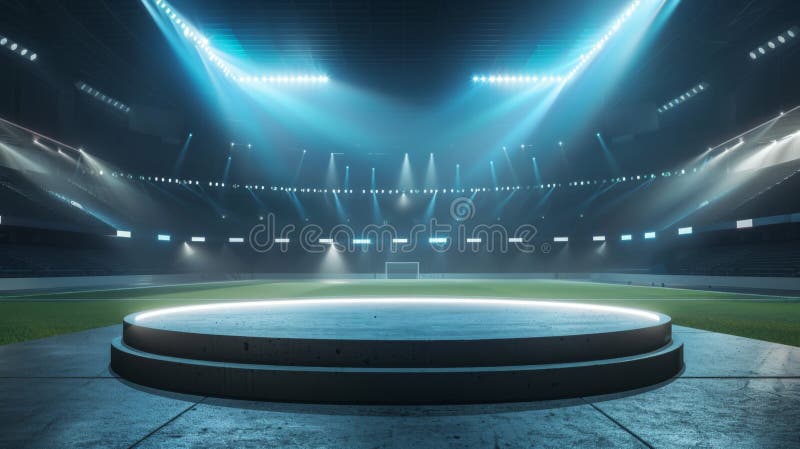 Stadium Spotlight - Empty Field with Illuminated Stage, Generative AI ...