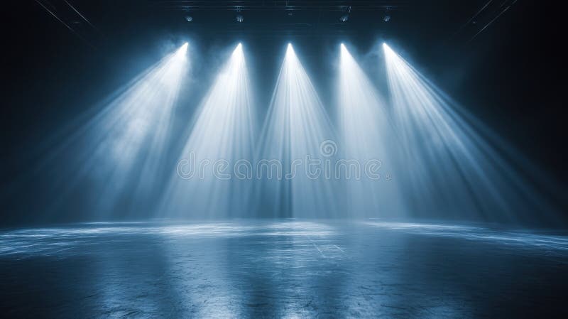 Dramatic Stage with Bright Spotlights in a Dark Theater Venue Stock ...