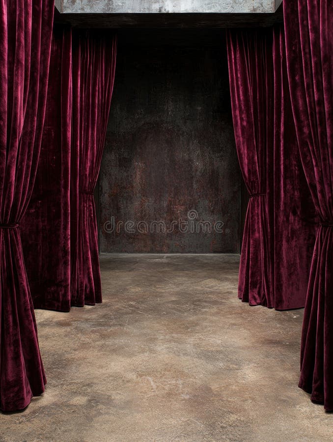 Dramatic Stage Curtain Backdrop Stock Illustration - Illustration of ...