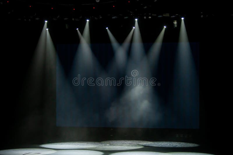 Dramatic Stage with Illuminated Spotlight Beams Stock Photo - Image of ...