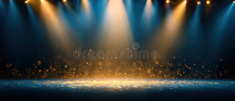 The Dramatic Stage Illuminated by Vibrant Spotlights and Shimmering ...