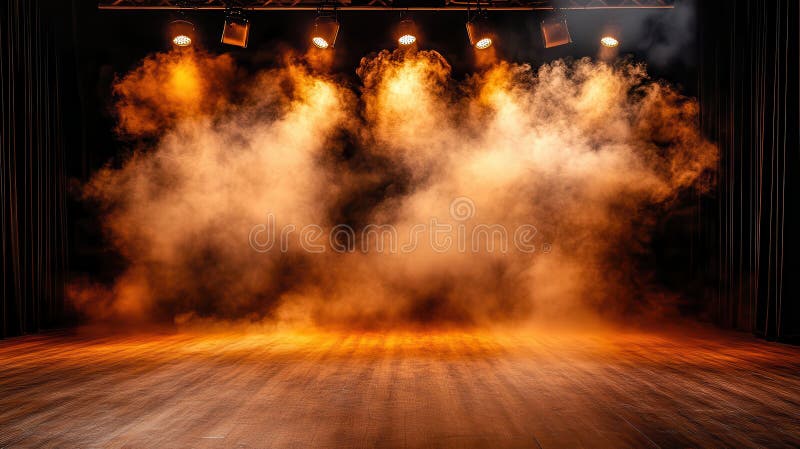 Dramatic Stage Illumination with Smoke and Wooden Floor - Theatrical ...