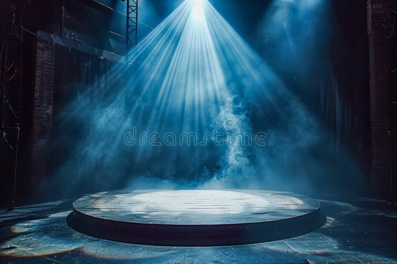 Dramatic Stage with Intense Spotlight and Smoke for Theatrical ...